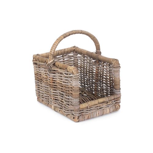 Small Rattan Open-Ended Log Basket | Rustic and Stylish Fireside Accessory