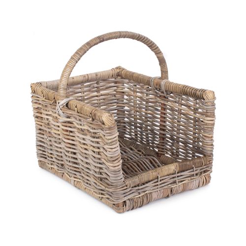 Medium Rattan Open-Ended Log Basket | Rustic and Stylish Fireside Accessory
